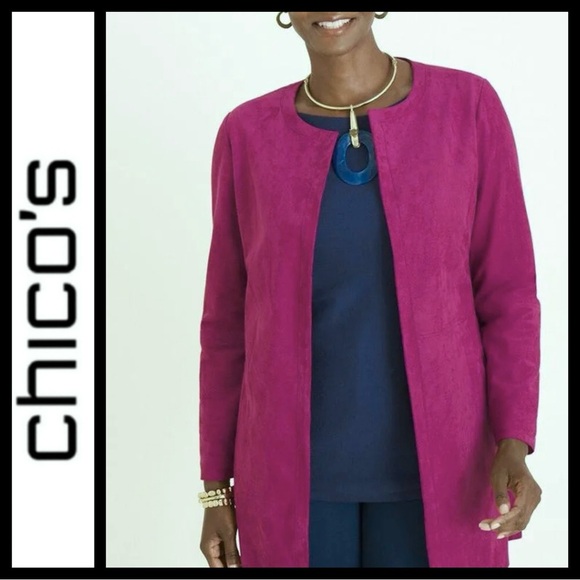 Chico's | Jackets & Coats | Nwt Chicos Faux Suede Open Front Jacket ...